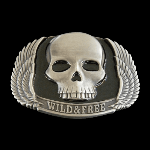 Wild Free Skull Wings Motorcycle Bike Rider Belt Buckle – Cool Buckles ...